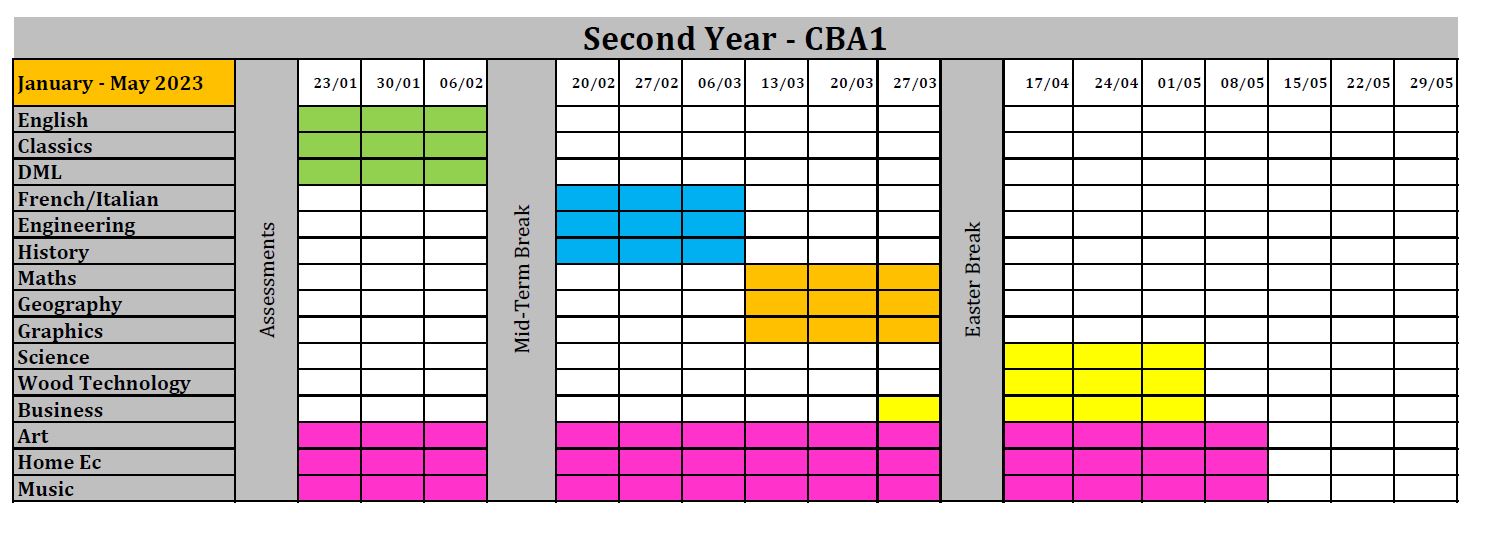 2nd Year CBA Schedule 22-23 - Ratoath College